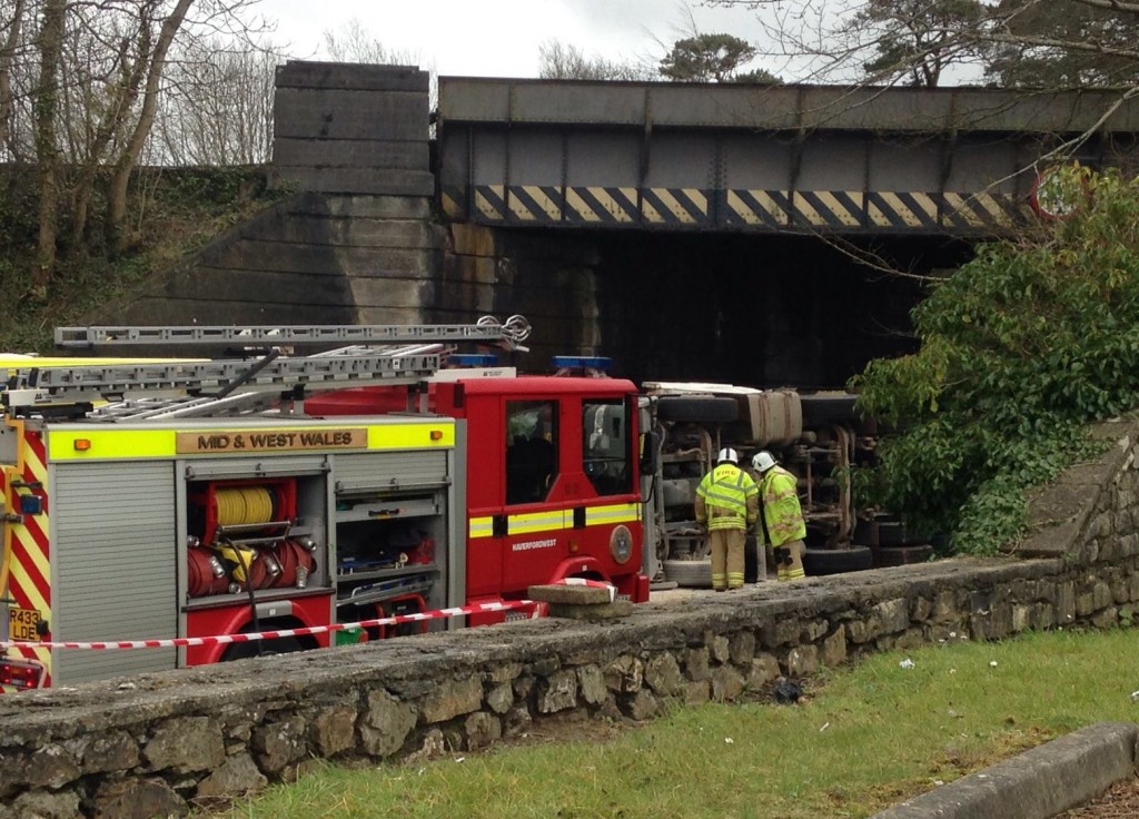 Haverfordwest: Main road closed as lorry overturns on A4076 at Merlins ...