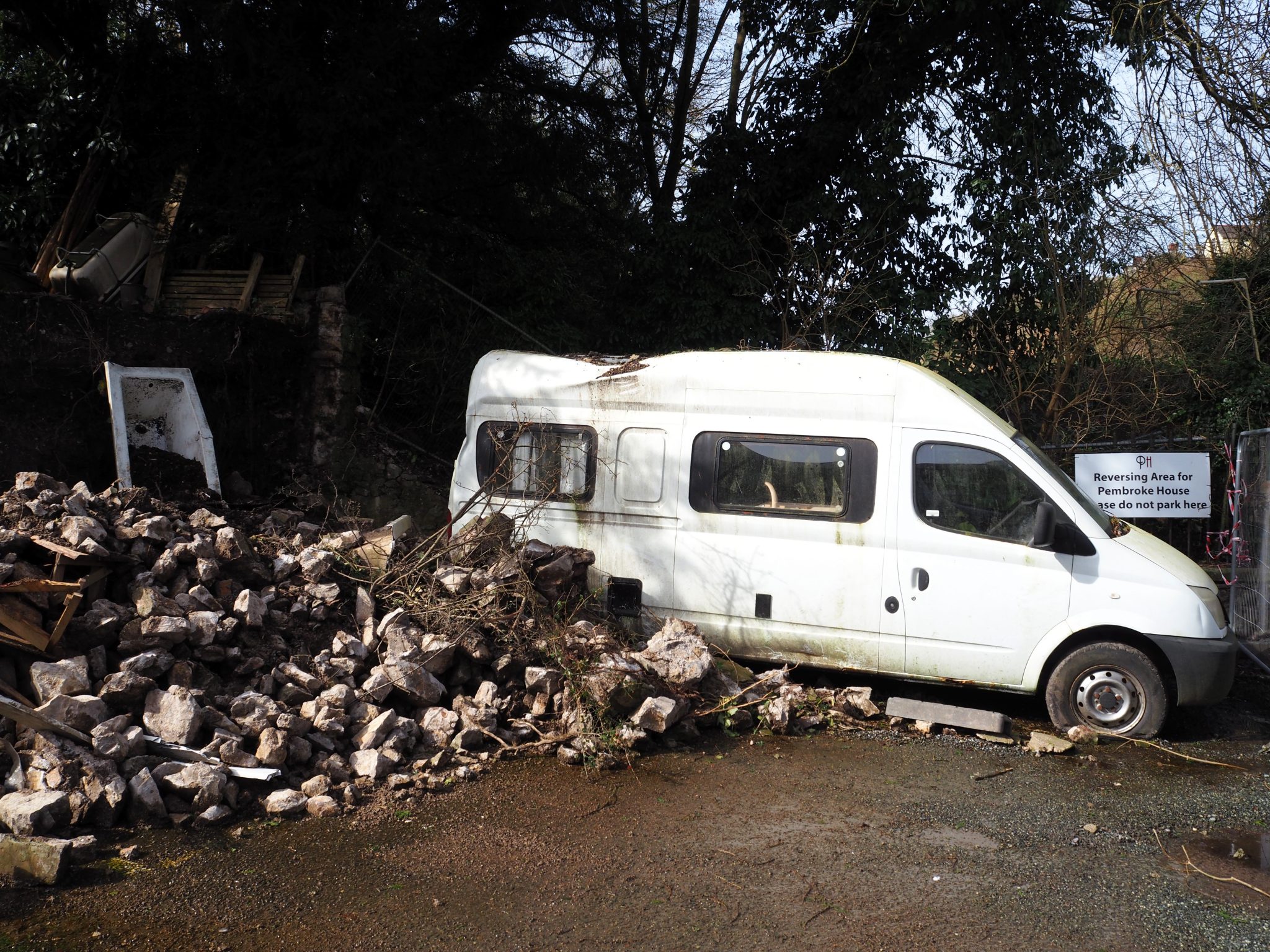 Retaining wall collapse in Haverfordwest crushes van – The ...